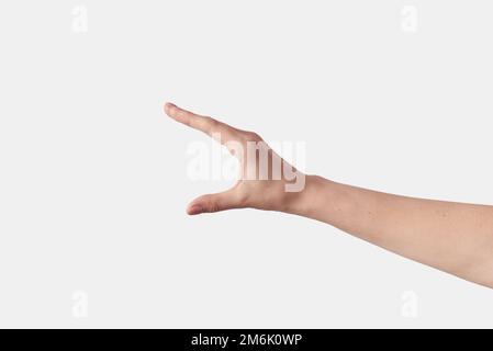 Close up measuring hand with grab action on white Stock Photo - Alamy