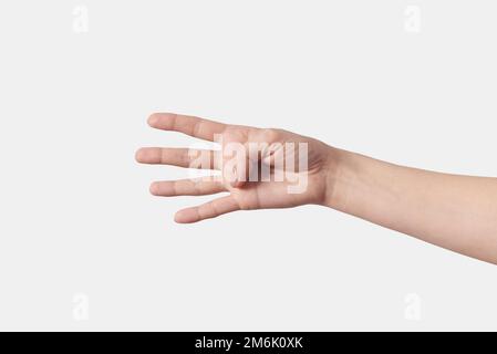 Horizontal hand counting on fingers, four Stock Photo - Alamy