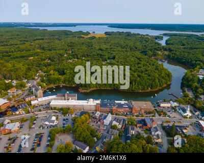 Newmarket Mills building aerial view on Lamprey River on Main Street in ...