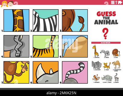 Guess cartoon animal characters educational game for kids Stock Photo ...