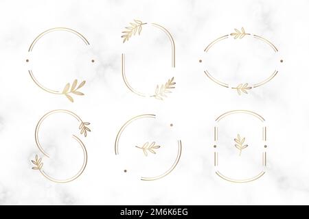 Floral logo design collection on a marble textured background vector ...