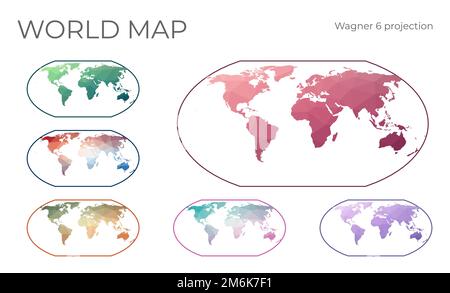 Map of the World. Wagner VI projection. Globe with latitude and ...