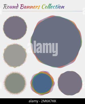 Round logos collection. Circular backgrounds in magenta colors. Neat ...