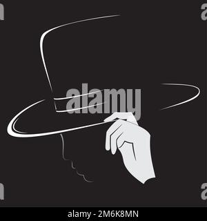 Hats contour and silhouette of the hand Stock Photo - Alamy