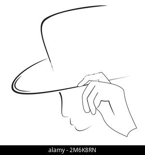 Hats contour and silhouette of the hand Stock Photo - Alamy