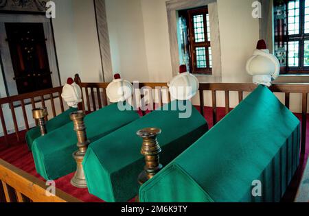 Rows of coffins in ottoman mausoleum tomb Stock Photo - Alamy