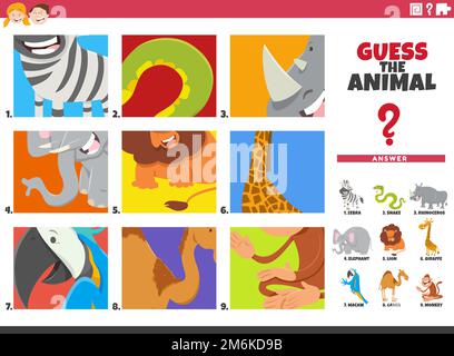 Guess cartoon animal characters educational game for kids Stock Photo ...