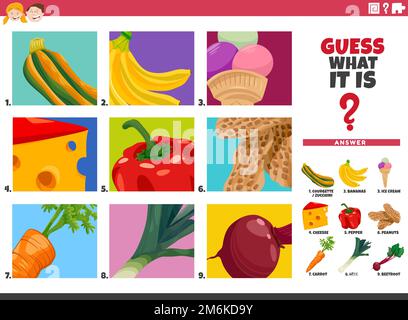 Guess cartoon food objects educational game for children Stock Photo ...