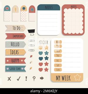 Cute sticky note papers printable set Stock Vector Image & Art - Alamy