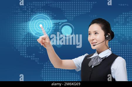 Customer service women gestures Stock Photo - Alamy