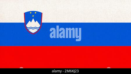 Flag of Slovenia. Slovenian flag on fabric texture. National Slovenian ...