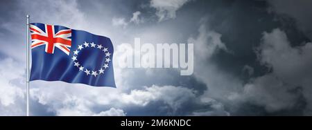 Cook Islands flag on a cloudy sky Stock Photo - Alamy