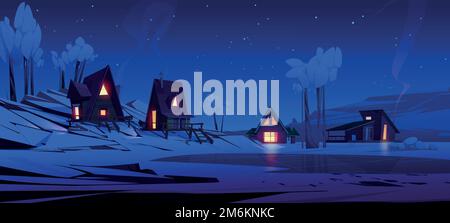 Small ski house at night in the mountains Stock Vector Image & Art - Alamy