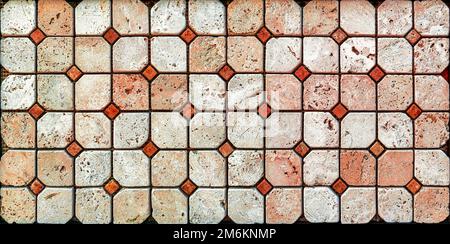 Rectangular travertine facing tiles. Pattern for 3D graphics. Abstract ...