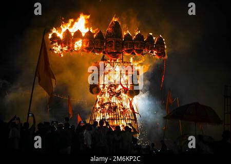 Ravan Dahan, according to Hindu culture, Effigies of Ravana are burned ...