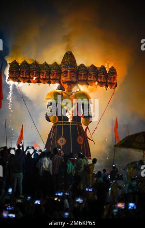 Ravan Dahan, according to Hindu culture, Effigies of Ravana are burned ...