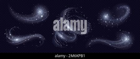 Cold winter light effect, swirl bright twinkle line. Wind vortex blow ...