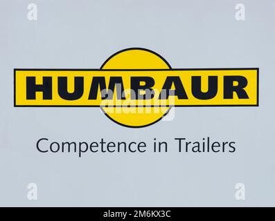 Advertising sign of the company Humbaur Stock Photo - Alamy