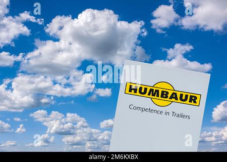 Advertising sign of the company HUMBAUR Stock Photo - Alamy