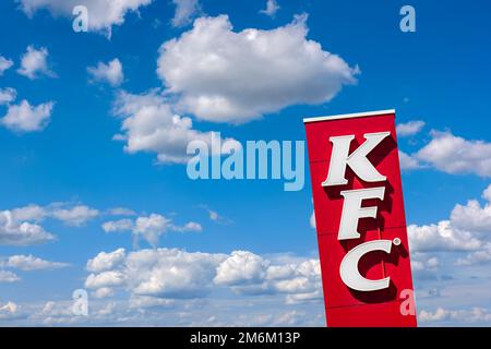 KFC restaurant chain advertising sign Stock Photo - Alamy