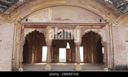 Pillars and arches of the Palace courtyard, Ater Fort, Bhind, Madhya ...