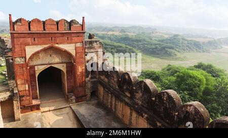 View of Ater Palace entrance gate and Sat Majila or 7 Storey watchtower ...