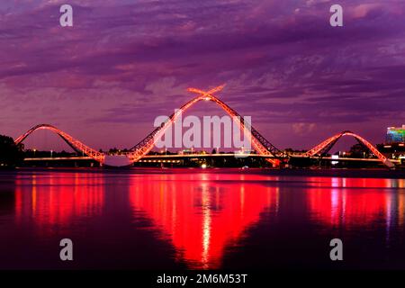 Matagarup Bridge Lights on the Swan River, Burswood, Perth Western ...