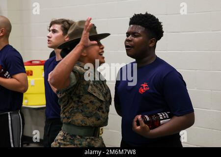 A U.S. Marine Corps poolee with Recruiting Substation Nampa, Recruiting Station Salt Lake City ...