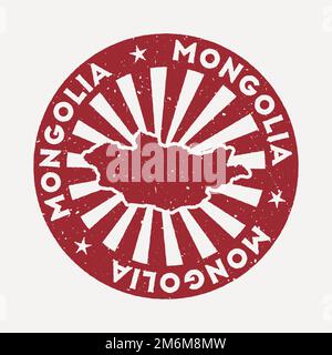 Mongolia sticker. Travel rubber stamp with map of country, vector ...