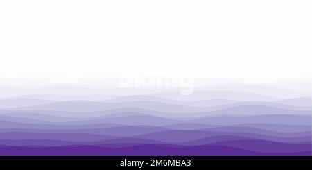 Abstract waves cover. Horizontal background with curves in purple and ...