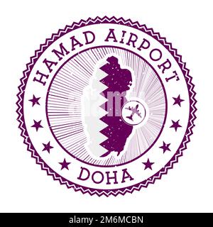 Hamad Airport Doha. Doha airport logo. Flat stamps in material color ...