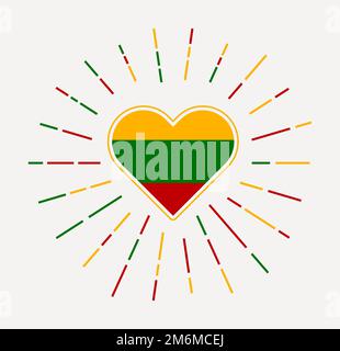 Lithuania heart flag logo. Country name text around Lithuania flag in ...