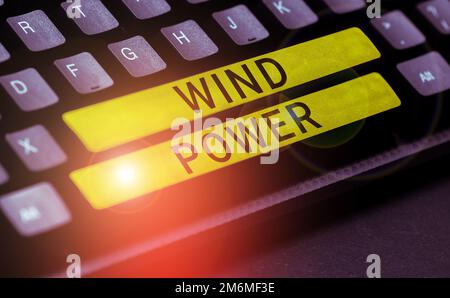 Conceptual caption Wind Power. Internet Concept use of air flowto ...