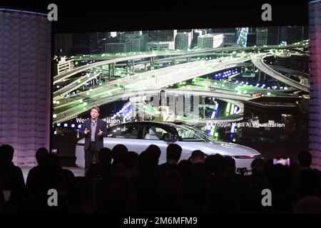 CTO Epic Games Kim Libreri speaks during the CES 2023 media day at the ...
