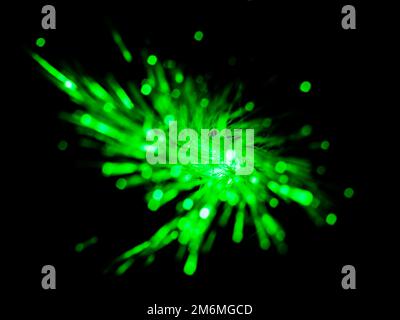 Green fiber optic background. Shallow depth of field. Selective focus ...
