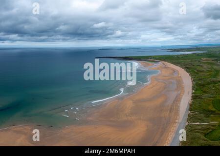 Aerial view of Doughmore Bay and Beach with the Trump International ...