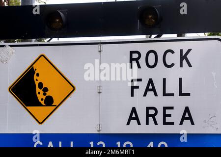 Landslides road sign Stock Photo - Alamy