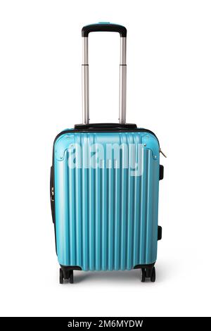 Packing suitcase for trip isolated on white Stock Photo - Alamy