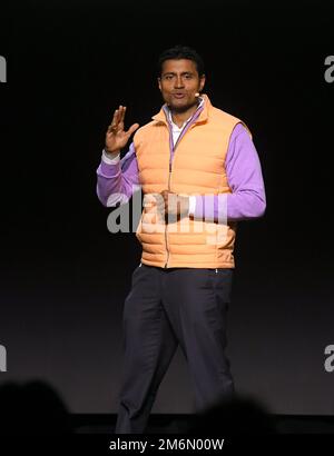 Palantir COO Shyam Sankar speaks during the CES 2023 media day at ...