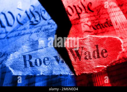 Roe V Wade newspaper headline with Overturned stamp on the United ...