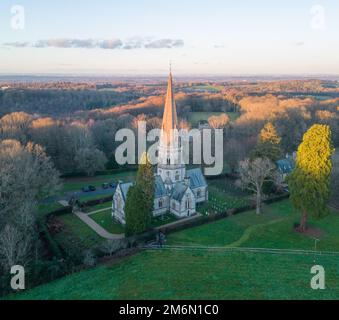 An aerial view of the St Barnabas Church, Ranmore Stock Photo - Alamy