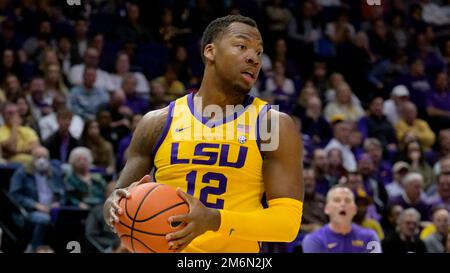 LSU forward KJ Williams (12) dribbles during the second half of an NCAA ...