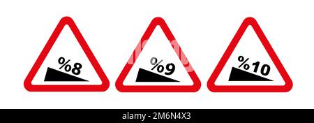 Truck DownHill Warning sign on transparent background,vector ...