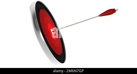 Arrow hit on the bulleye of target board Stock Photo - Alamy