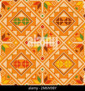 Filipino traditonal embroidery inspired vector seamless pattern - Yakan ...