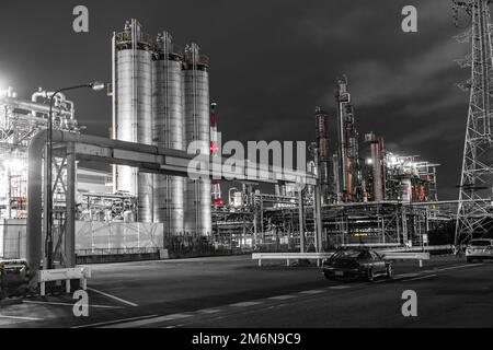 Factory night view of the Keihin region Stock Photo - Alamy