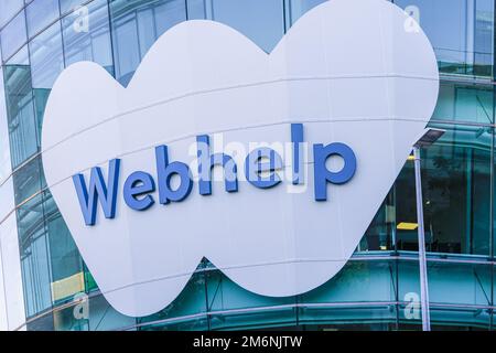 A low angle view of the Webhelp headquarter building in Lisbon ...