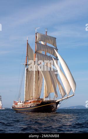 Dutch topsail schooner Gulden Leeuw, Port Rush race start, 2015 Stock ...