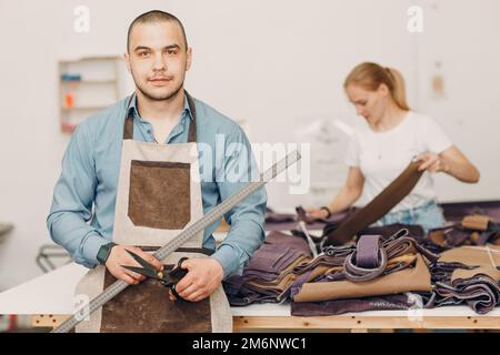 Worker Portrait at Furniture Upholstery and Manufacture fabric cloth ...