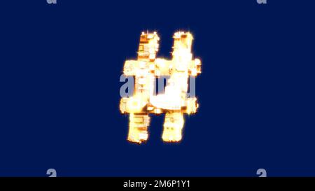 number 5, technological burning orange cyber punk alphabet on blue ...